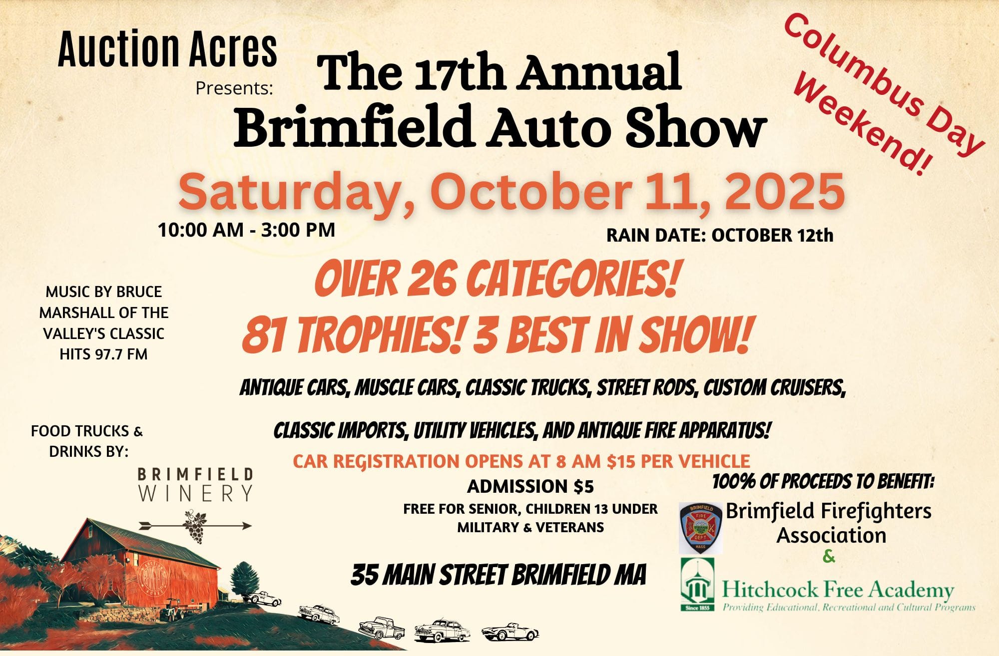 Brimfield's Annual Auto Show! 2025! - Brimfield Winery Brewery Cidery